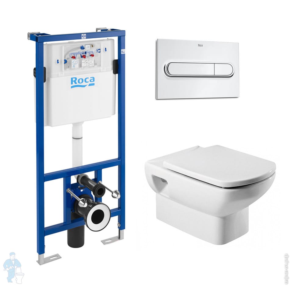 Комплект Инсталляция ROCA PRO WC+унитаз DAMA SENSO+Кнопка смыва хром ...